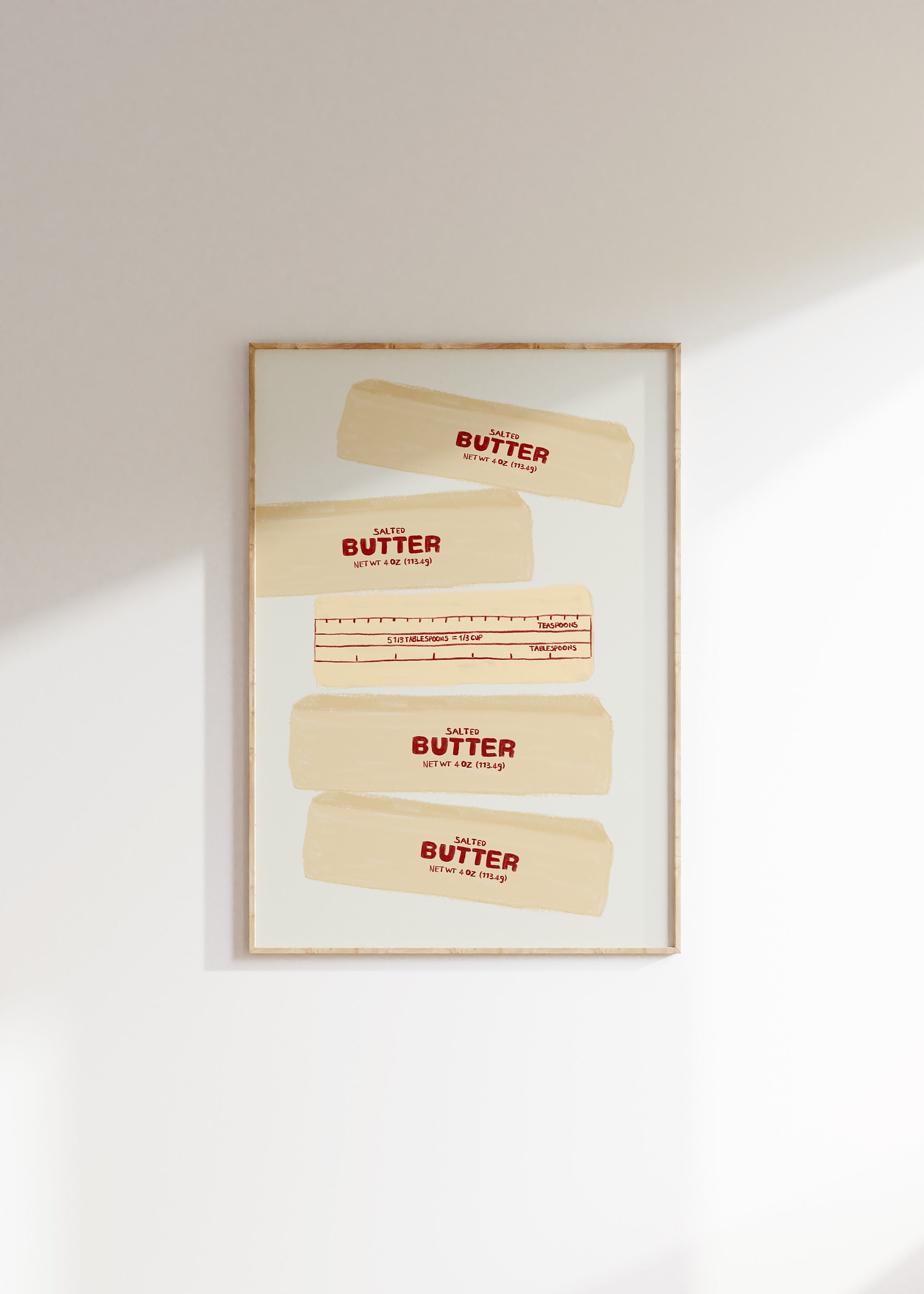 Butter Stick Print Red Trendy Kitchen Minimalist Cooking Art Aesthetic ...