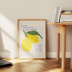 When Life Gives You Lemons Print Bar Cart Art Kitchen Wall Decor Trendy ...