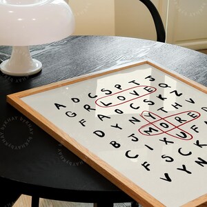 Love You More Print, Crossword Valentine Anniversary Gift, Trendy ...