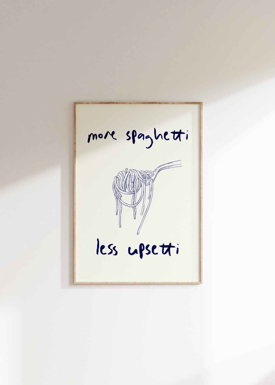 Spaghetti Art Print Trendy Retro Wall Art, Aesthetic Quote Poster Pasta ...