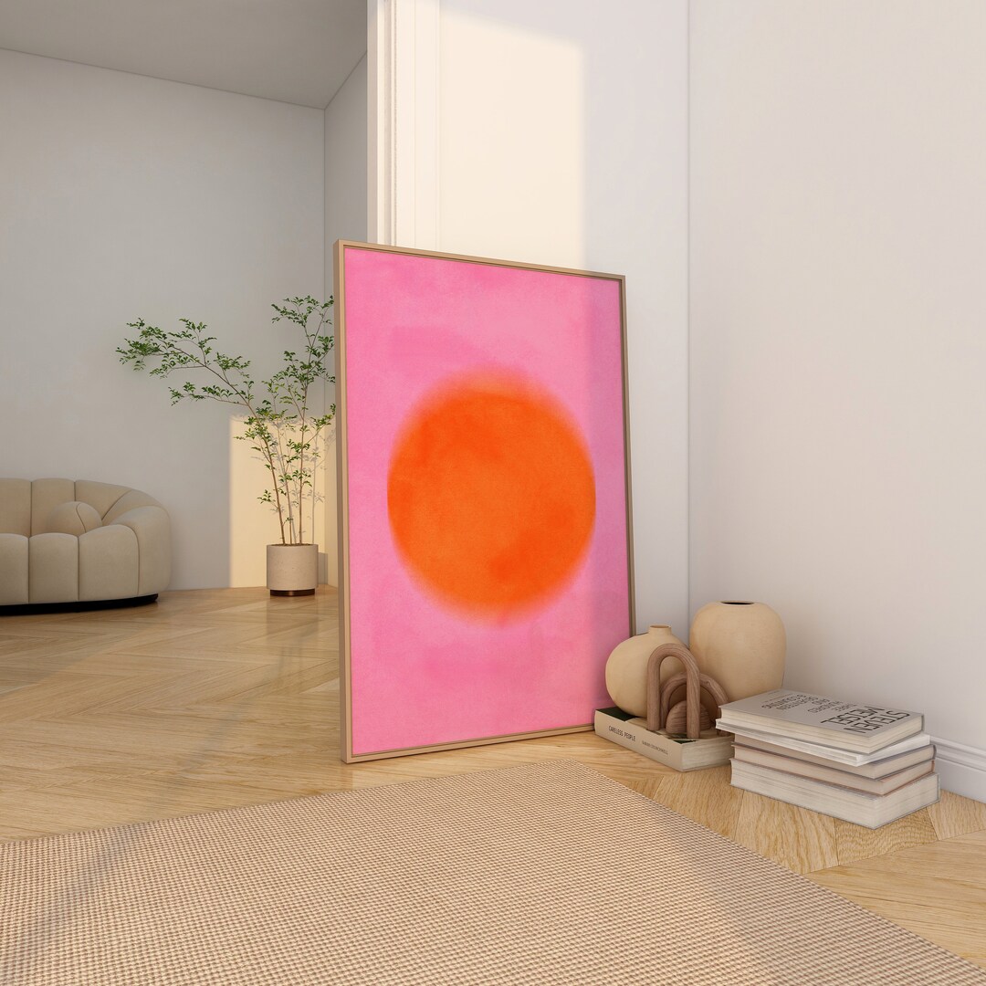 Pink Orange Sunset Paint Texture Color Trendy Wall Art, Trendy ...