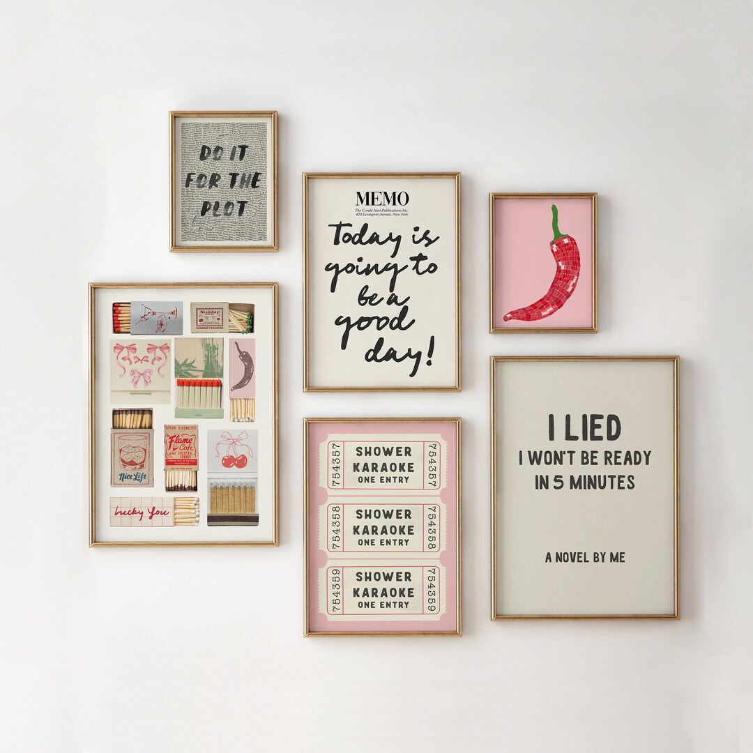 Pink Quote Print Set of 6 Cute Trendy Gallery Wall Disco Chilli Poster ...