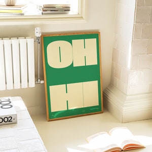 OH HI Typography Wall Art Giclée Print Funky Print Trendy Retro Wall ...
