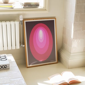 Pink Glowing Wall Art Print, Y2K Wall Decor Trendy Hot Pink Poster Mid ...