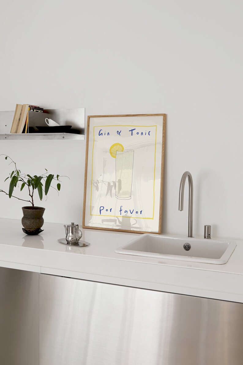 Gin & Tonic Print Por Favor, Bar Cart Art Print Kitchen Wall Decor ...