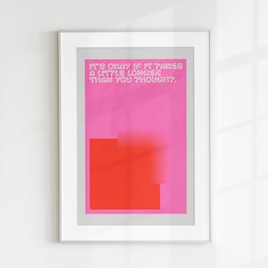 Abstract Hot Pink Typography Wall Art Giclée Print, Y2K Wall Decor ...