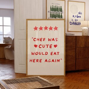Chef Was Cute Kitchen Print Minimalist Cooking Art Aesthetic Kitchen ...