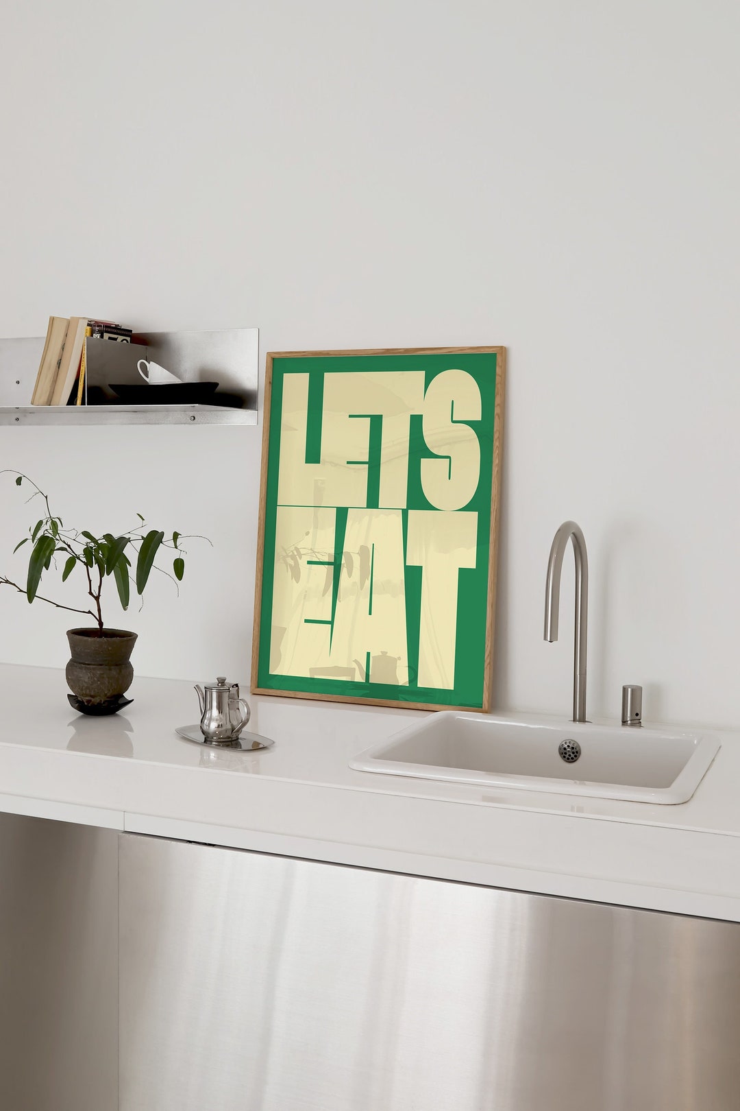 Let's Eat Kitchen Food Print Trendy Retro Wall Art Aesthetic Quote Art ...