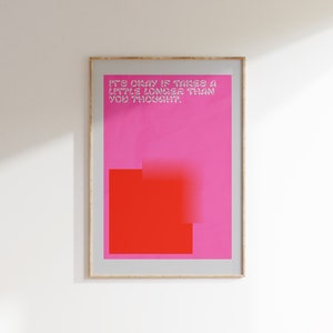 Abstract Hot Pink Typography Wall Art Giclée Print, Y2K Wall Decor ...