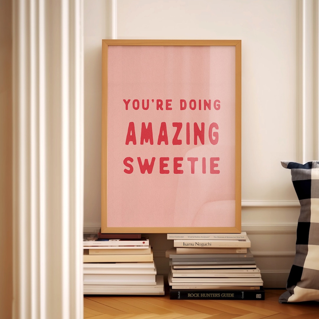 You're Doing Amazing Print Pink Positive Wall Art Trendy Retro Poster ...