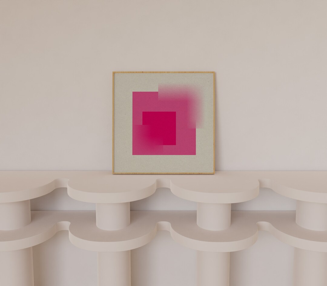 Pink Color Block Art, Square Printable Wall Art, Minimal Square Art ...