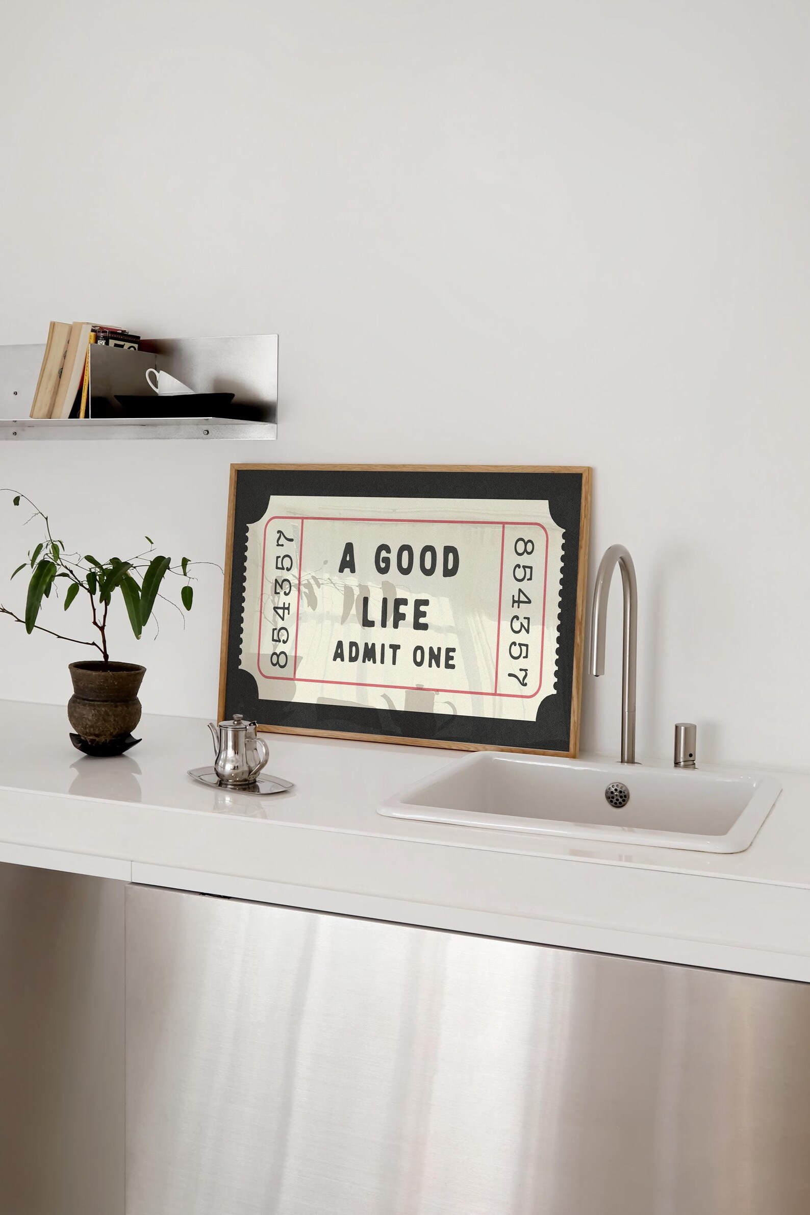 A Good Life Ticket Print Horizontal Black Trendy Retro Aesthetic ...
