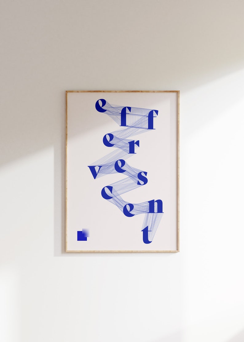 Effervescent Typography Poster Print, Wavy Retro Trendy Aesthetic Print ...