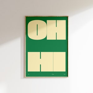OH HI Typography Wall Art Giclée Print Funky Print Trendy Retro Wall ...