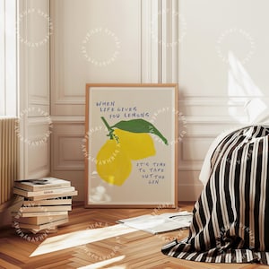 When Life Gives You Lemons Print Bar Cart Art Kitchen Wall Decor Trendy ...