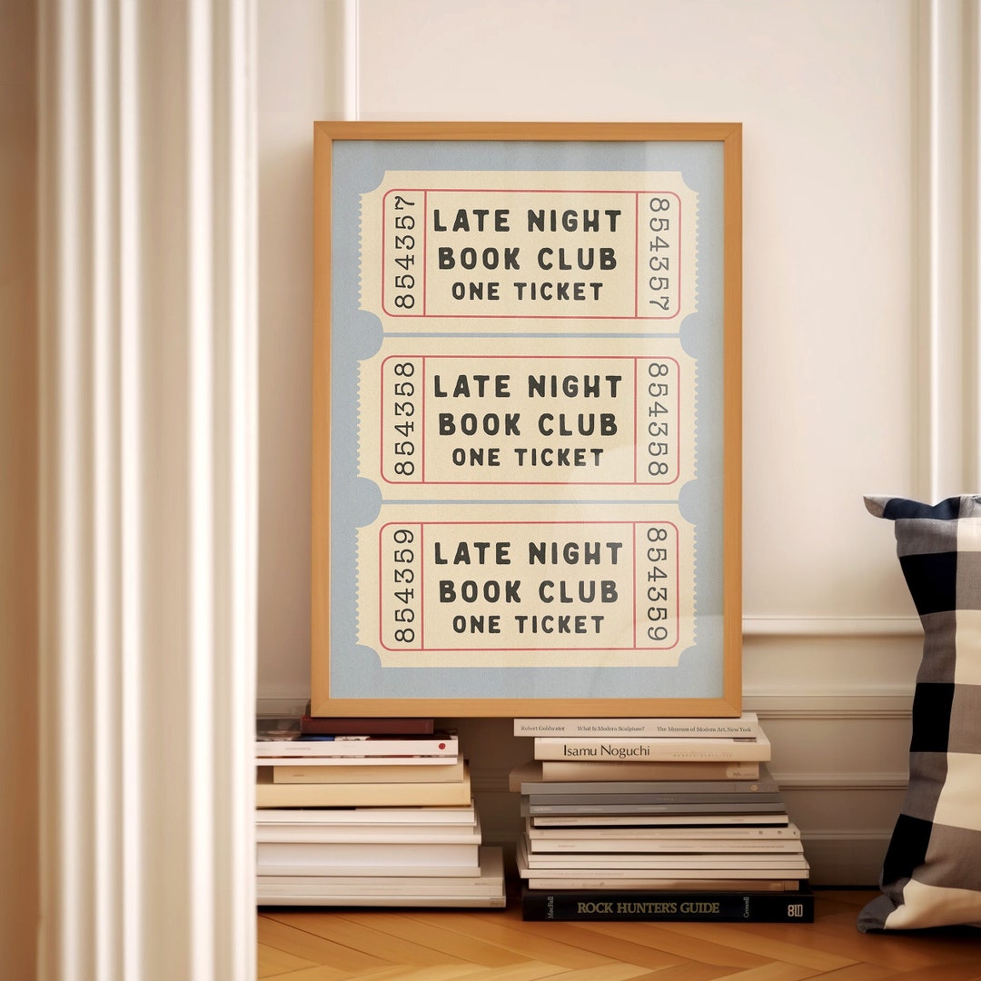 Late Night Book Club Ticket Print Baby Blue Bedroom Retro Aesthetic ...