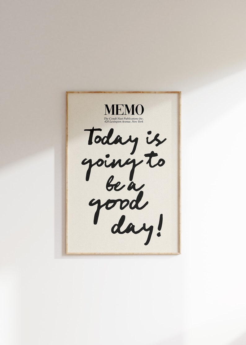 Good Day Memo Print Guest Check Positive Wall Art Trendy Retro Poster ...