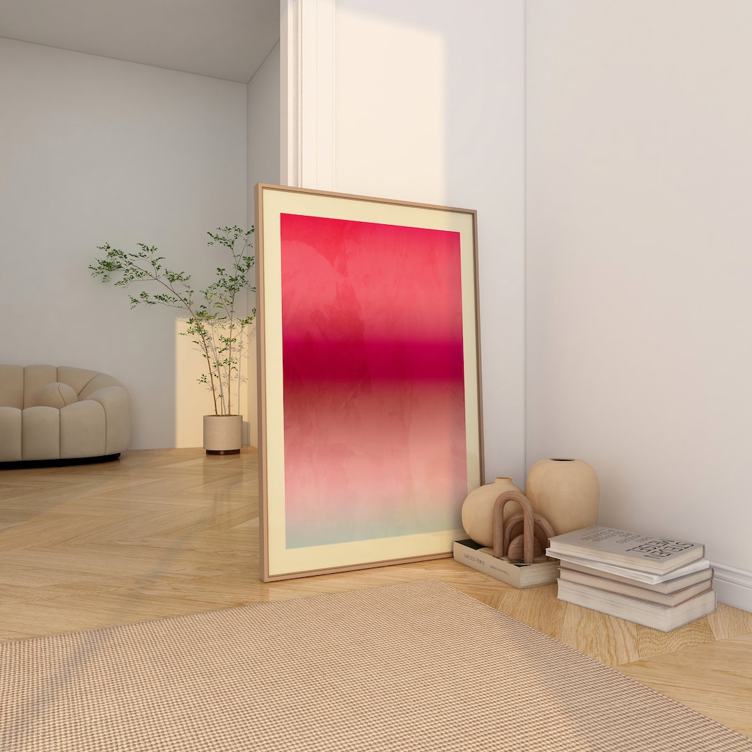 Pink Sunset Gradient Color Trendy Wall Art Pink Gradient Print Trendy ...