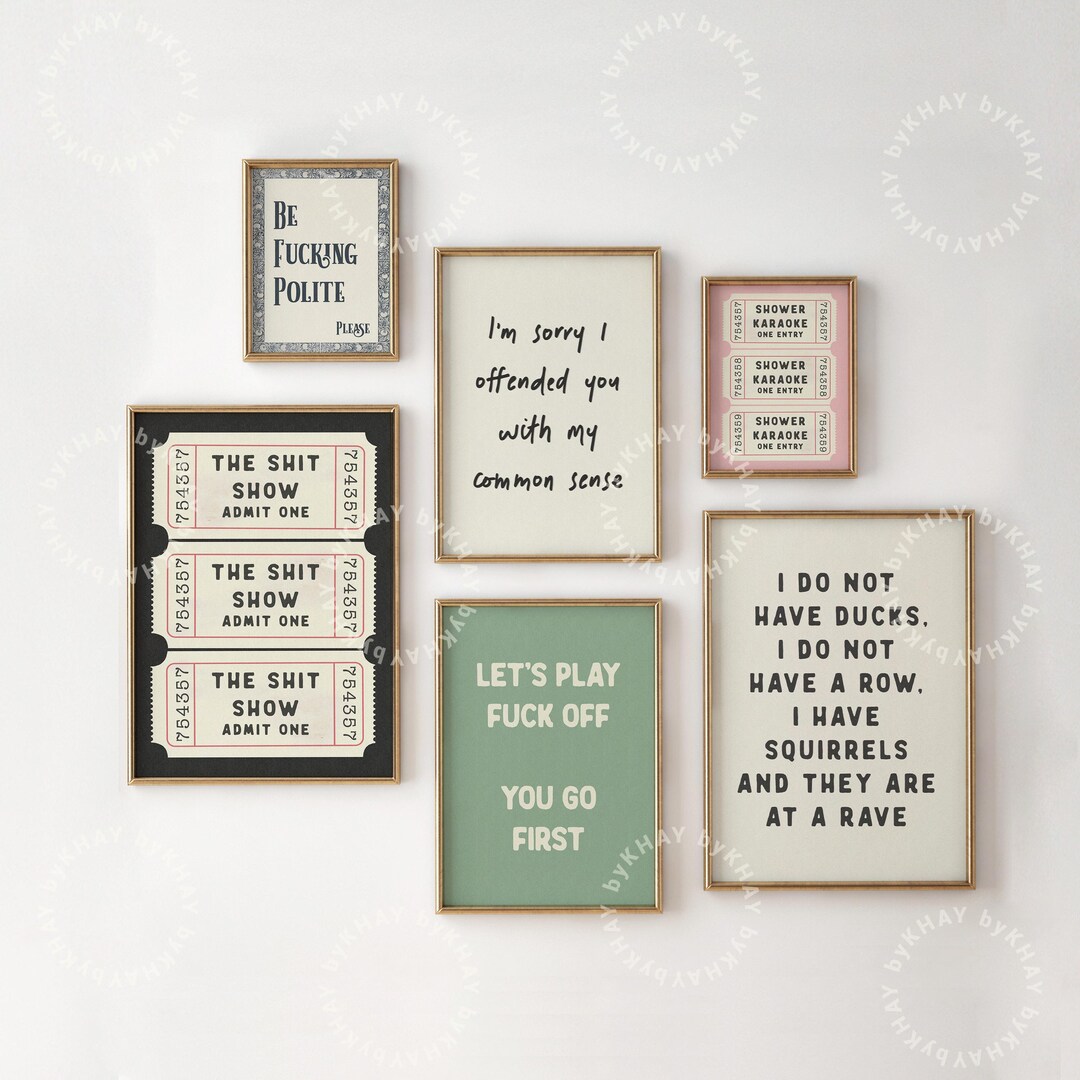 Funny Quote Print Set of 6 Rude Sweary Gallery Wall Shit Show Poster ...