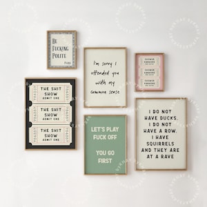 Funny Quote Print Set of 6 Rude Sweary Gallery Wall Shit Show Poster ...