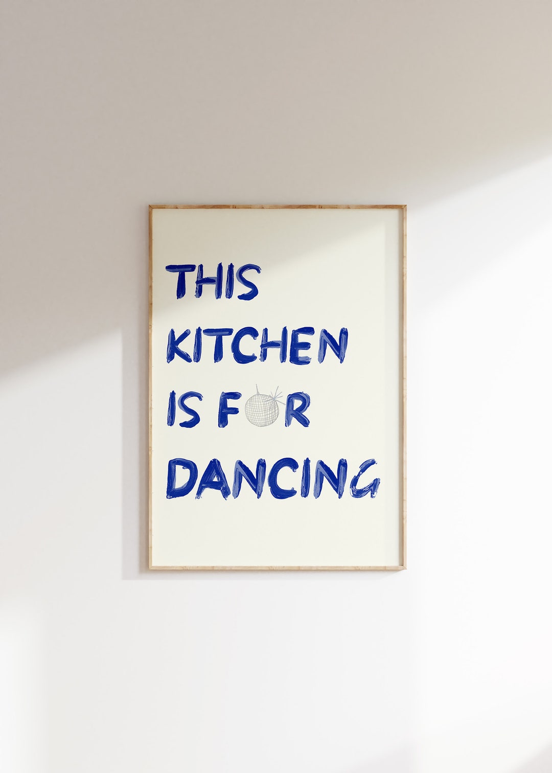 Kitchen Dancing Print Minimalist, Retro Wall Art Disco Ball Poster ...