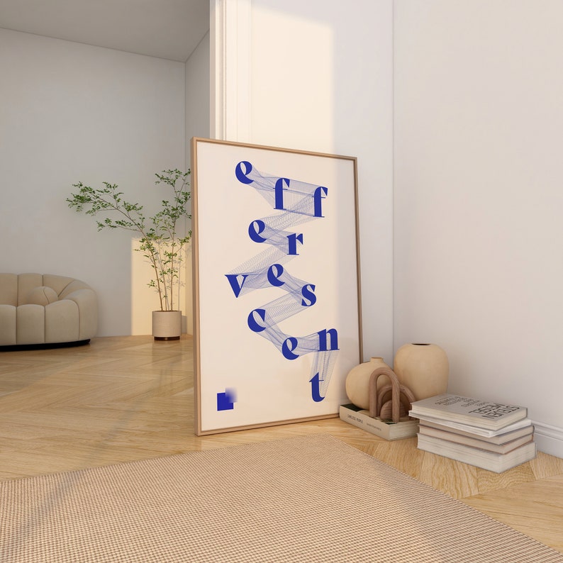 Effervescent Typography Poster Print, Wavy Retro Trendy Aesthetic Print ...