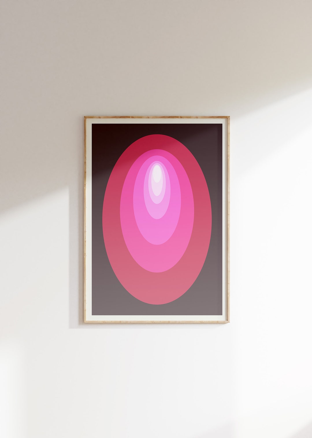 Pink Glowing Wall Art Print, Y2K Wall Decor Trendy Hot Pink Poster Mid ...