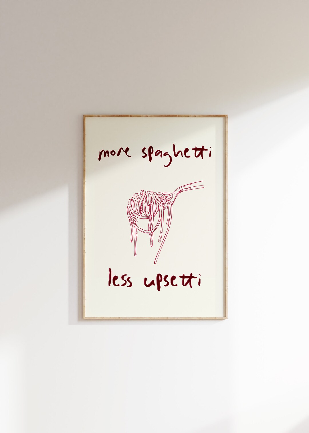 Spaghetti Art Print Trendy Retro Wall Art Red Aesthetic Quote Poster ...