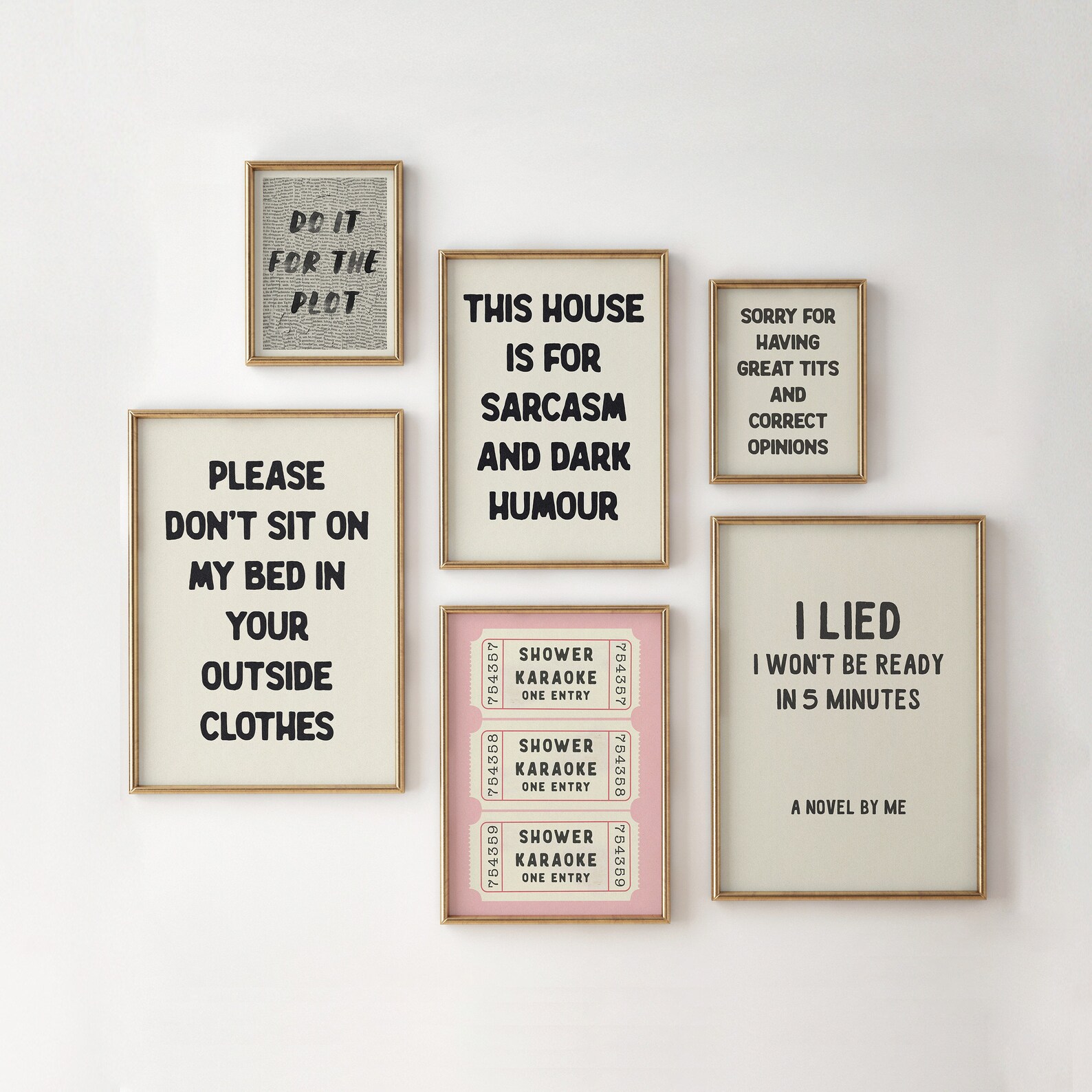 Funny Quote Print Set of 6 Rude Sweary Gallery Wall Shower Karaoke ...