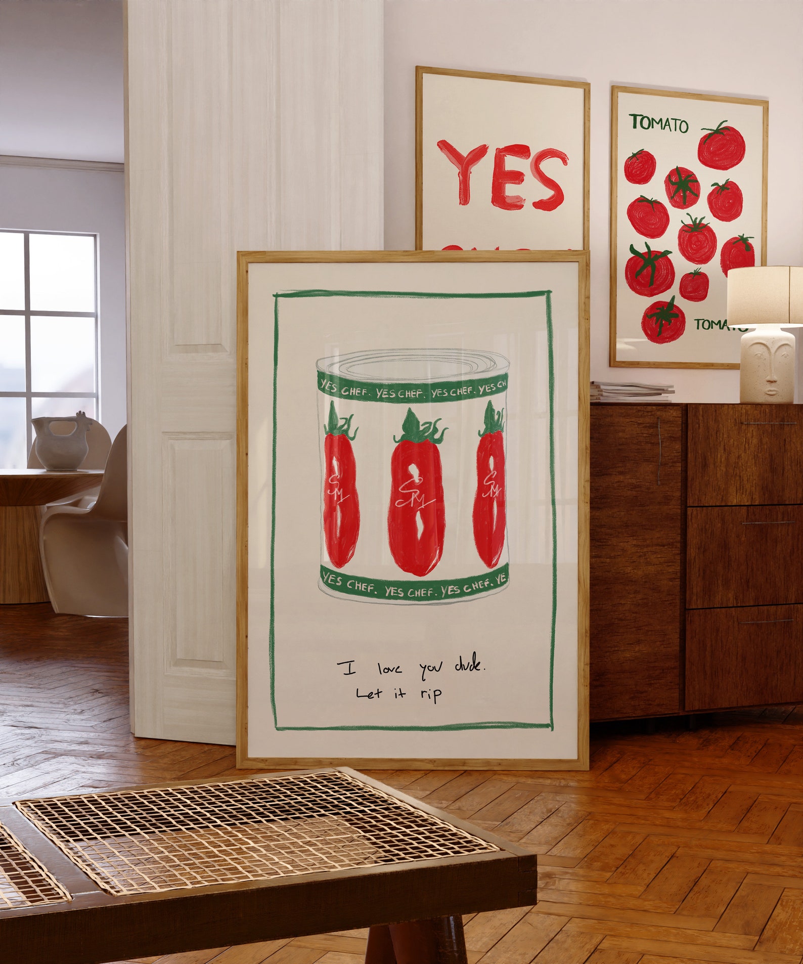 Yes Chef Kitchen Print Tinned Tomatoes Art Aesthetic Kitchen Decor the ...