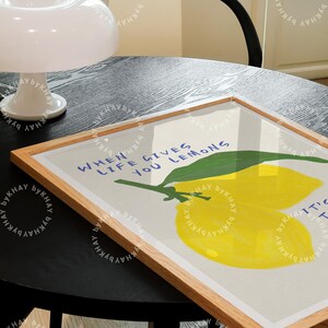 When Life Gives You Lemons Print Bar Cart Art Kitchen Wall Decor Trendy ...