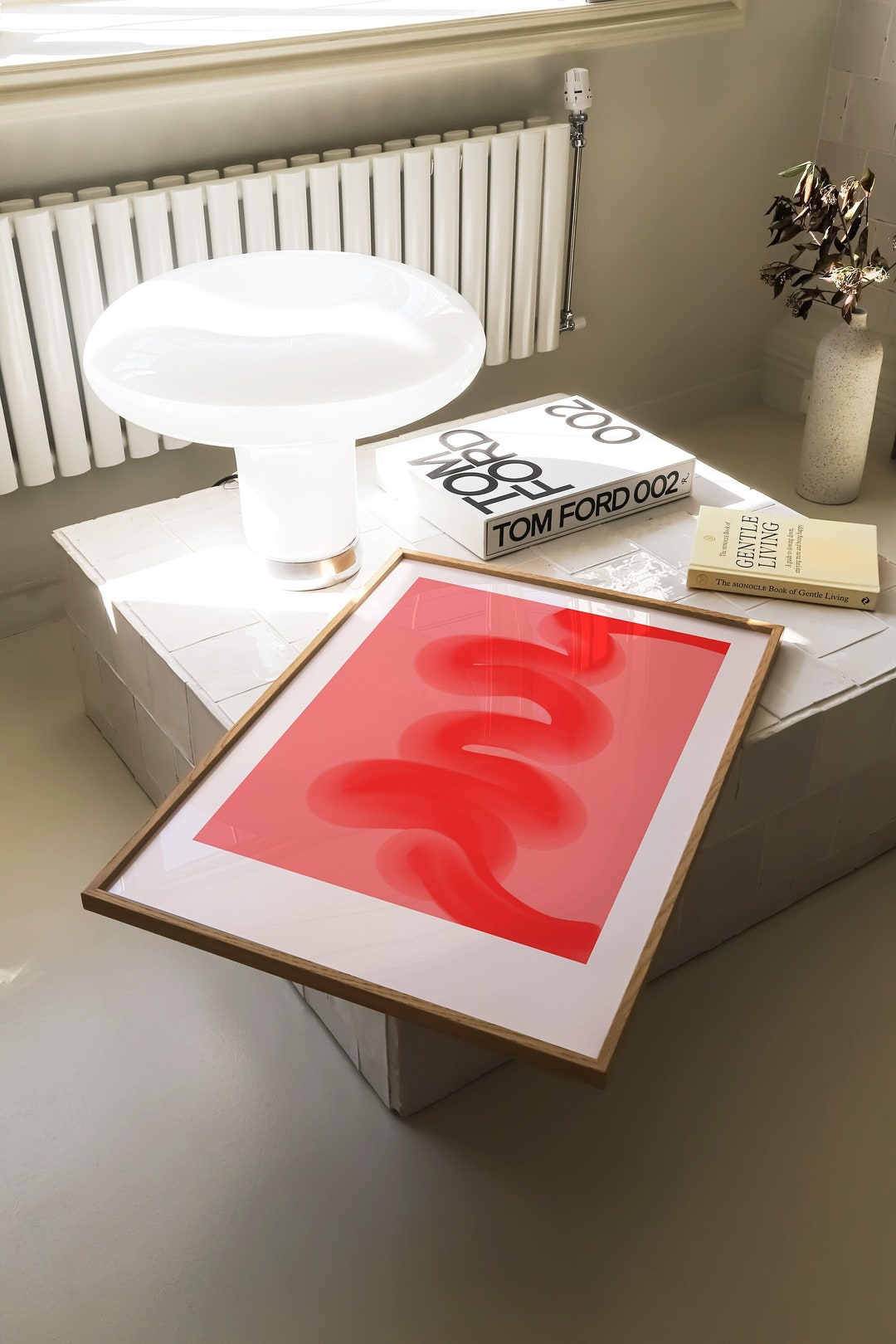 Funky Modern Red Abstract Print Minimal Organic Poster Colorful Trendy ...