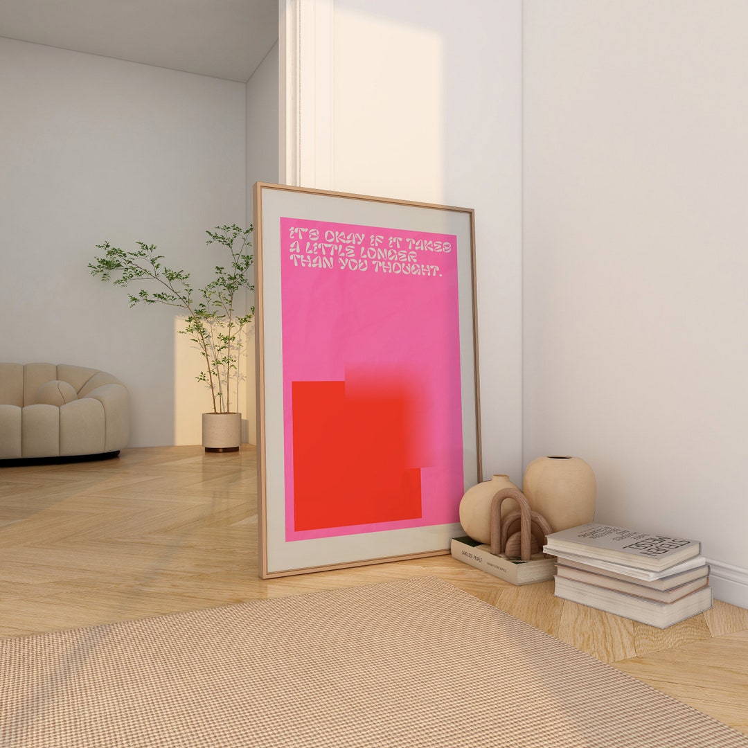 Abstract Hot Pink Typography Wall Art Giclée Print, Y2K Wall Decor ...