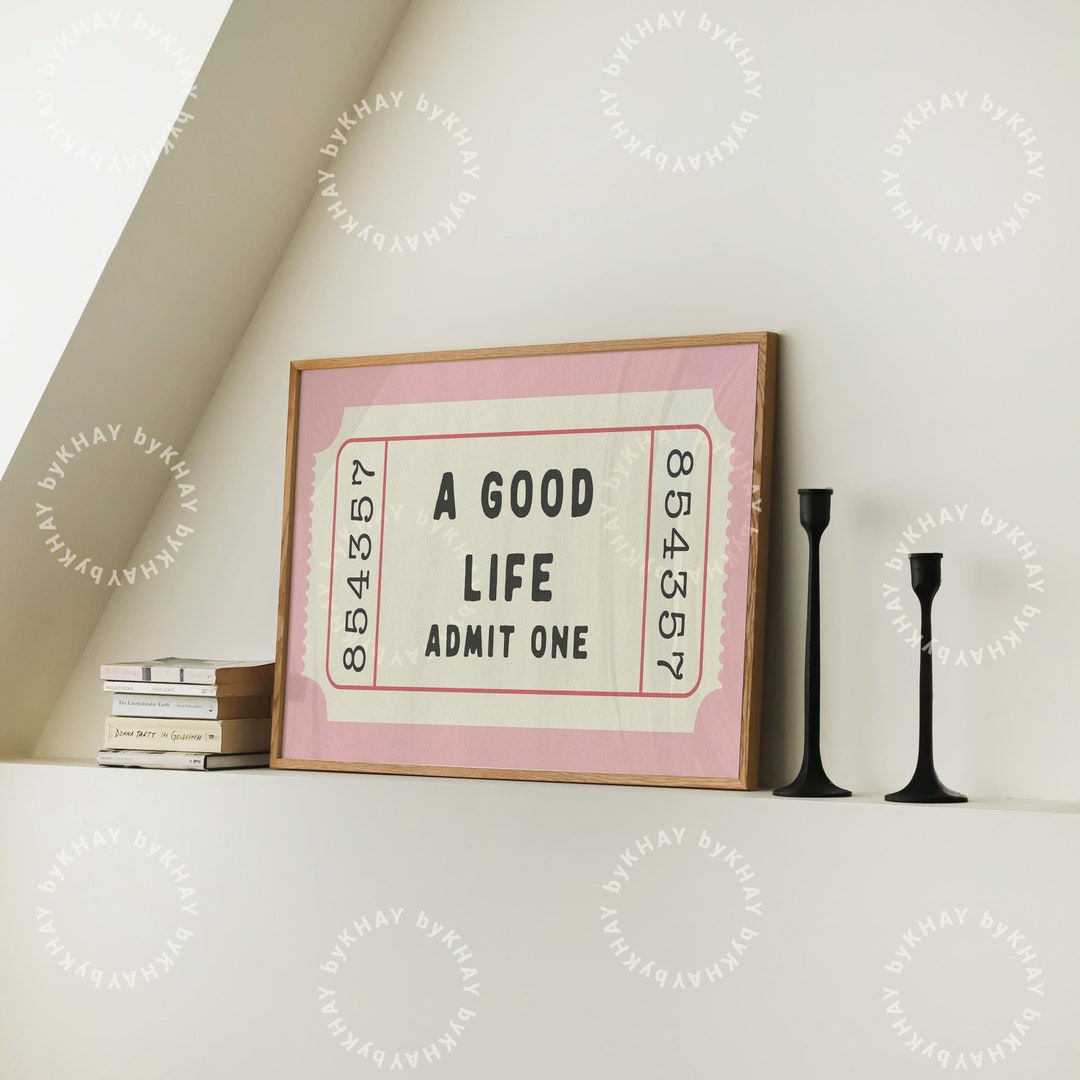 A Good Life Ticket Print Horizontal Pink Trendy Retro Aesthetic ...
