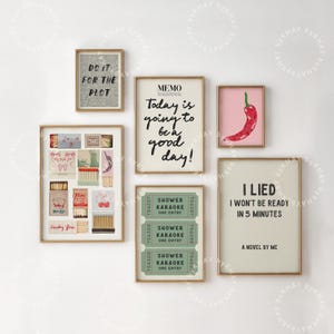 Pink Green Quote Print Set of 6 Cute Trendy Gallery Wall Disco Chilli ...