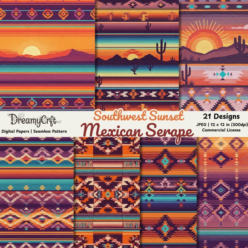 Southwest Seamless Pattern, Aztec Woven Digital Paper, Serape Textile ...