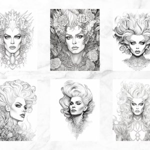 Drag Queens Coloring Pages Adult Coloring Book Instant Download 50 ...