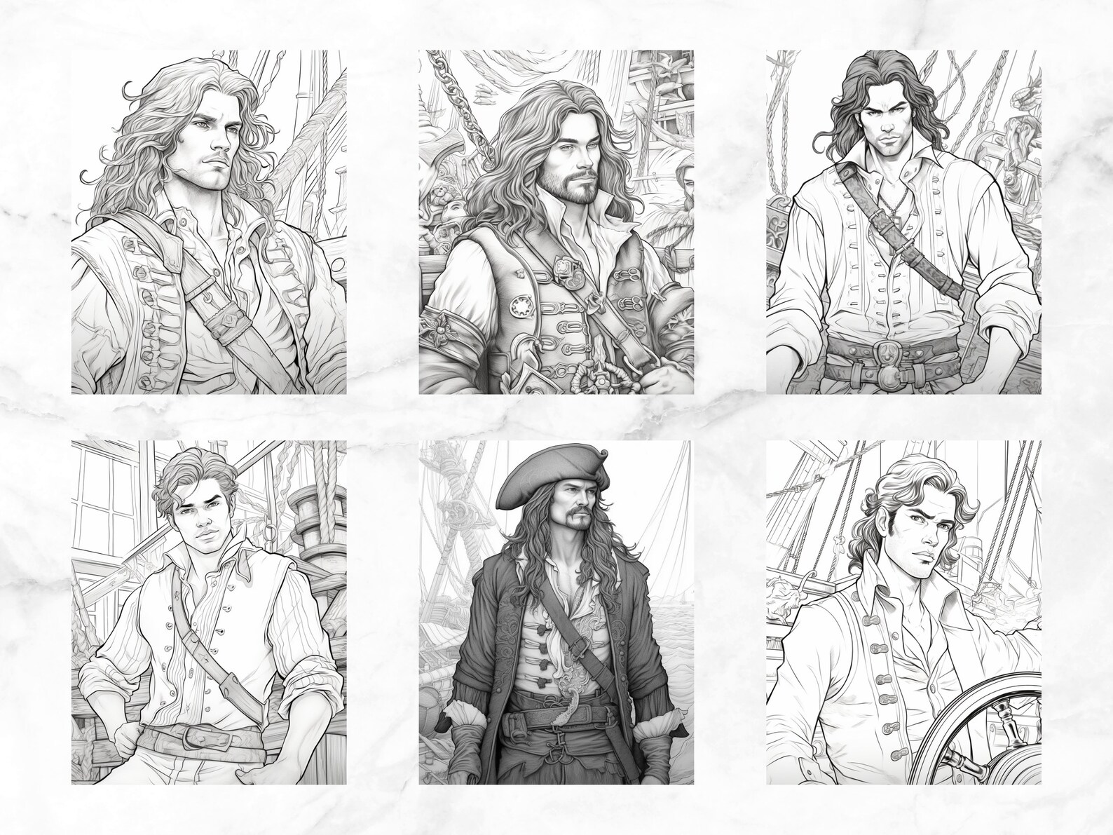 Pirates Coloring Pages; Adults and Kids Coloring Book - Instant ...