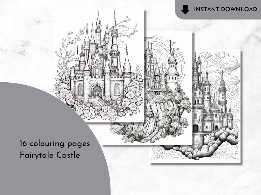 Printable Fairytale Castle Coloring Pages - Adults Kids Coloring Book ...