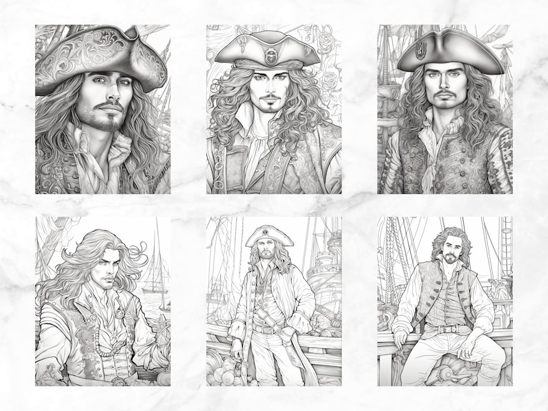 Pirates Coloring Pages; Adults and Kids Coloring Book - Instant ...