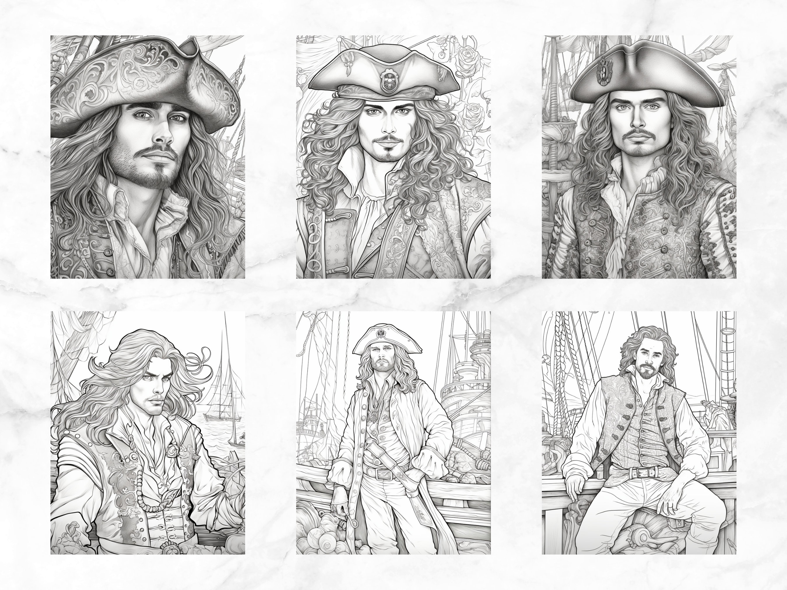 Pirates Coloring Pages; Adults and Kids Coloring Book - Instant ...