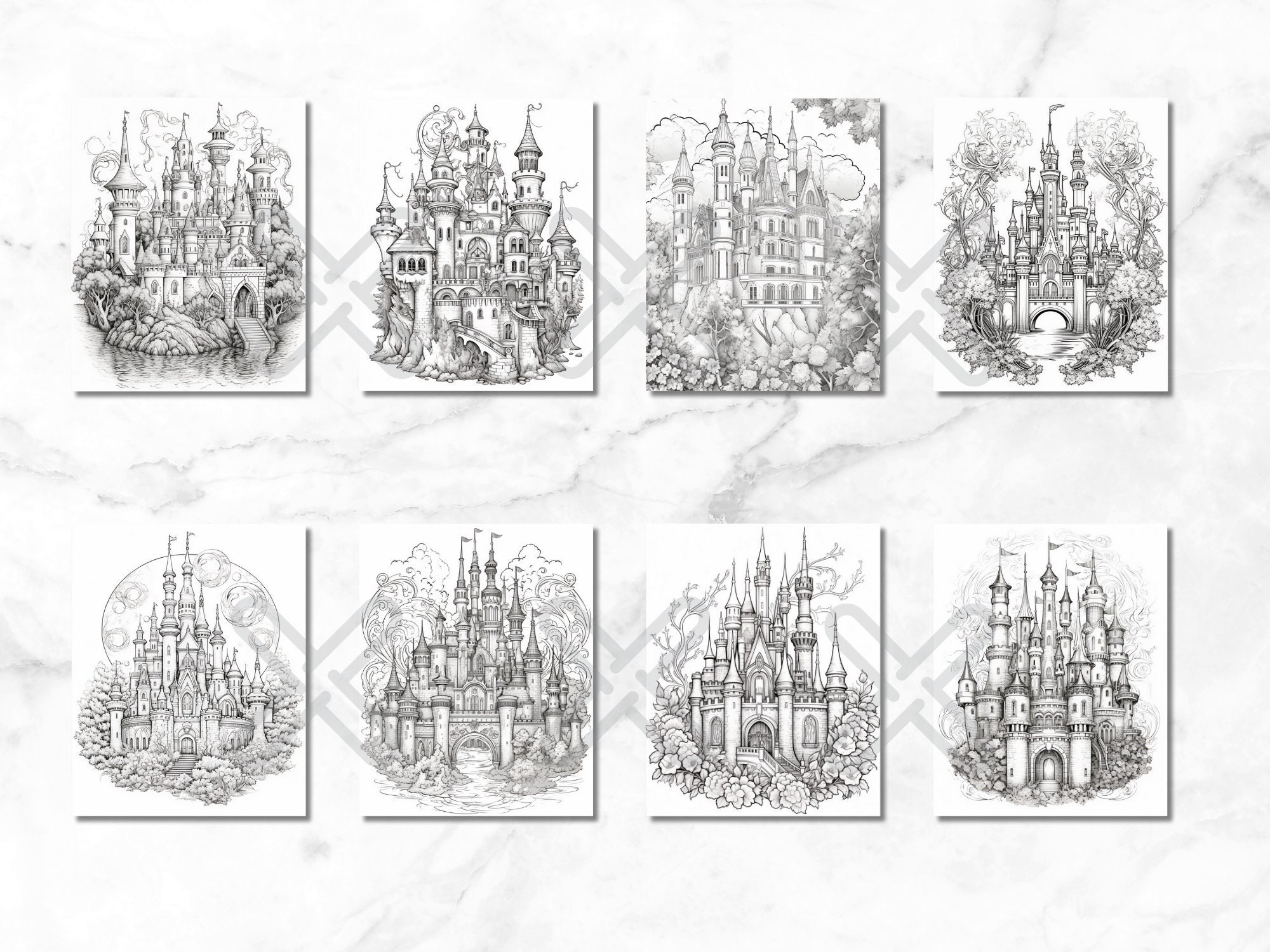 Printable Fairytale Castle Coloring Pages - Adults Kids Coloring Book ...