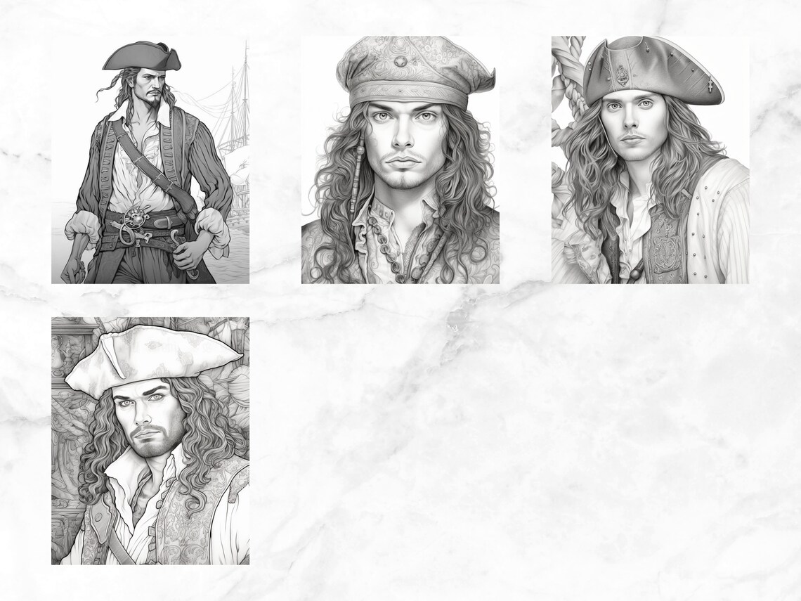 Pirates Coloring Pages; Adults and Kids Coloring Book - Instant ...