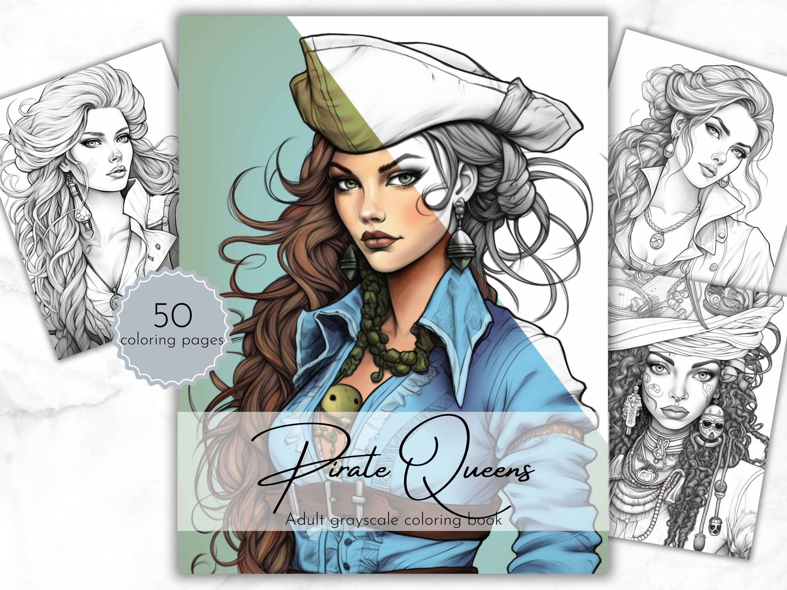 Pirate Queen Coloring Pages Adults and Kids Coloring Book Instant ...