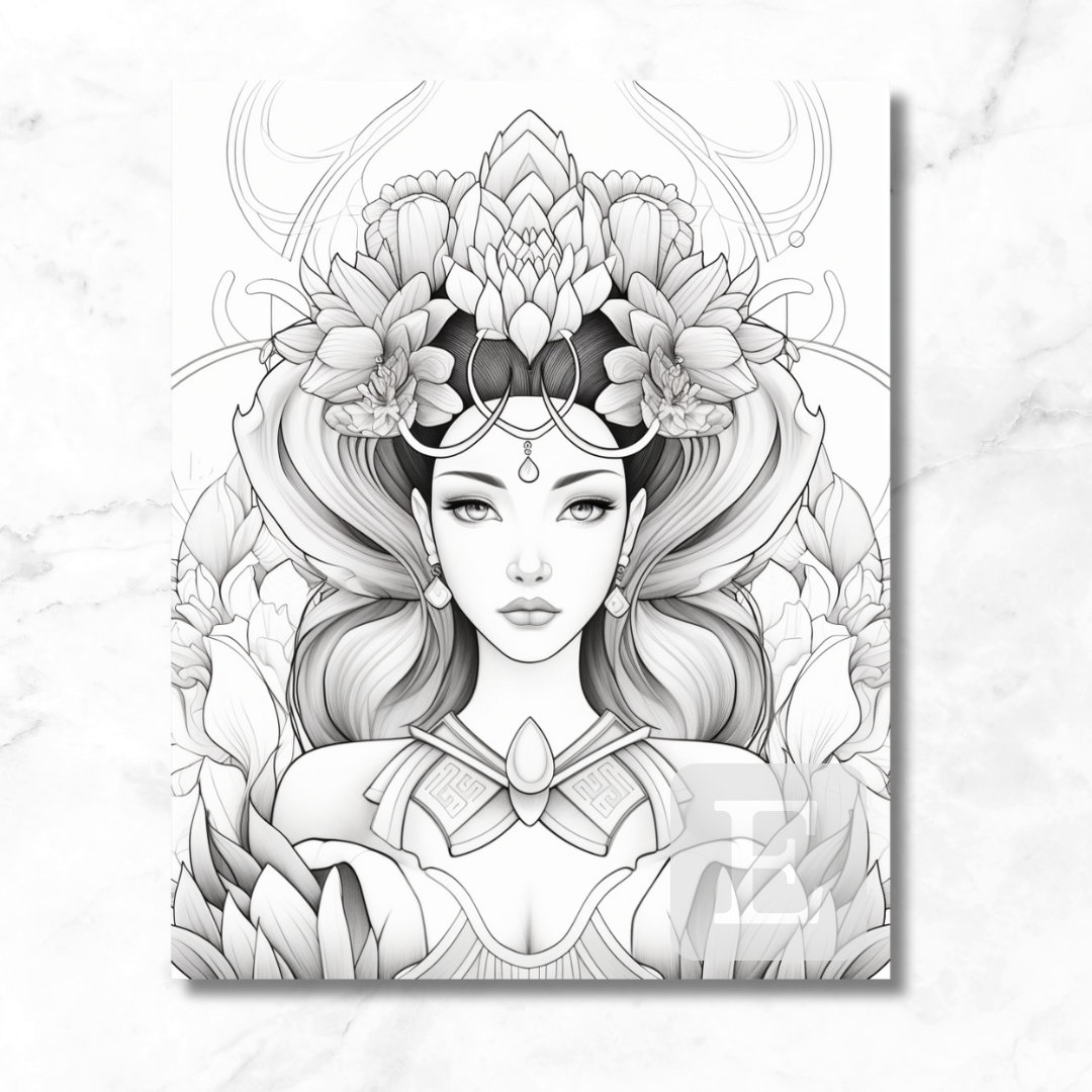 Printable Astrology Zodiac Goddess Coloring Pages Adults Kids Coloring ...