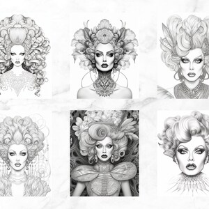 Drag Queens Coloring Pages Adult Coloring Book Instant Download 50 ...
