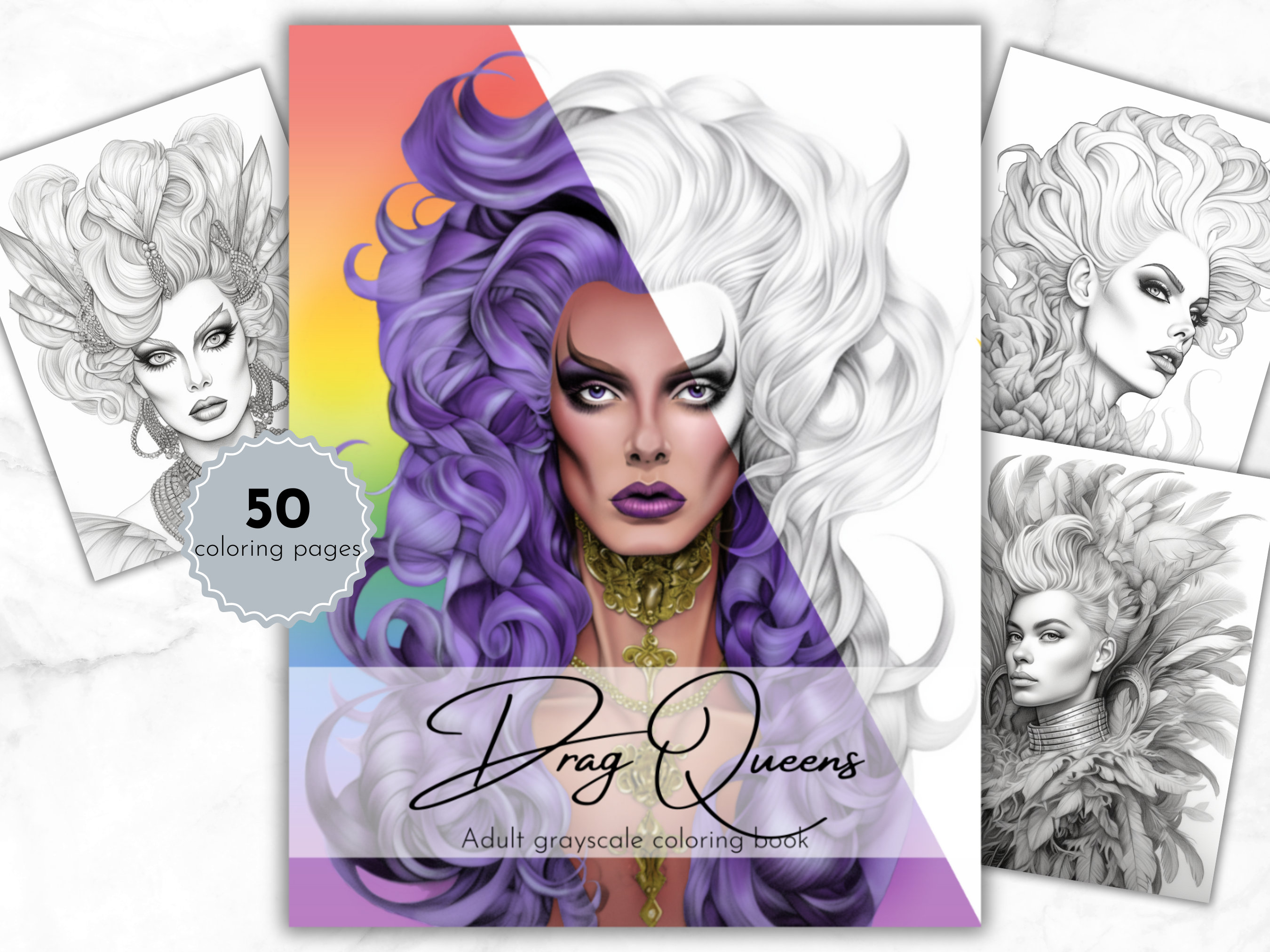 Drag Queens Coloring Pages Adult Coloring Book Instant Download 50 ...