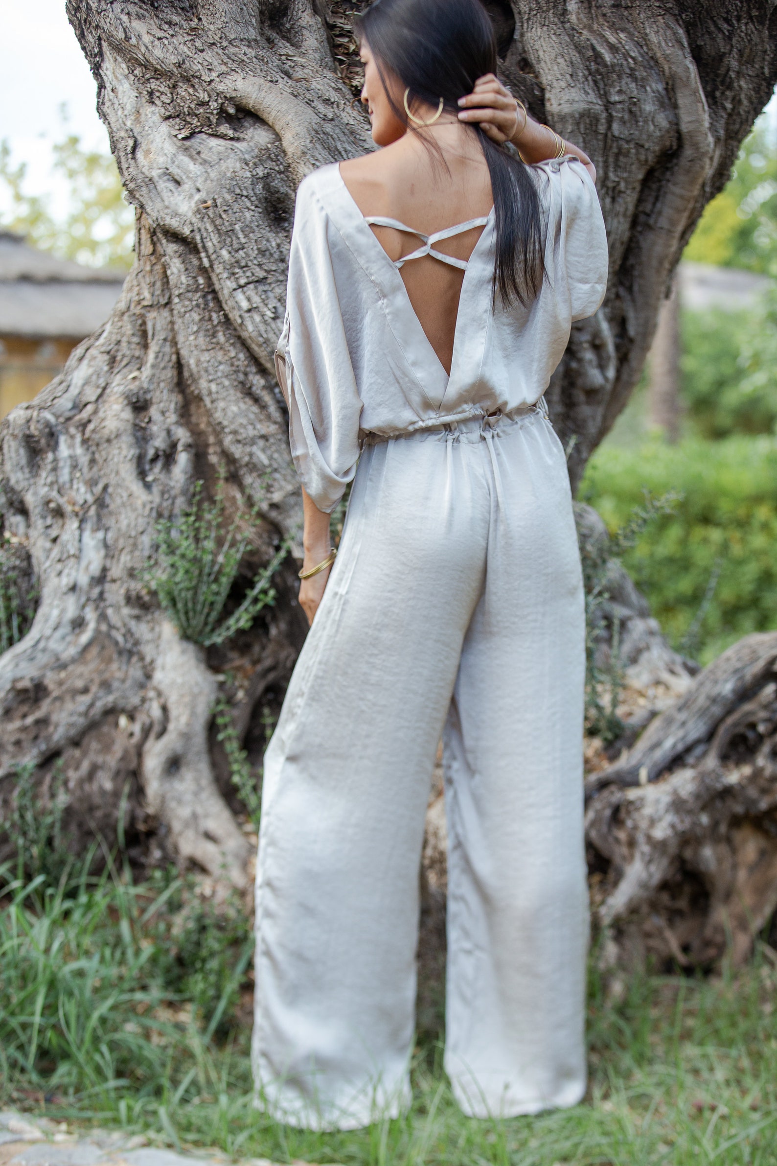 Taupe Palazzo Pants/ Champagne Satin Palazzo Pants/ Wide Leg Pants ...
