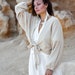 Organic Cotton Wrap Top/ Beige Boho Wrap Top/ Long Sleeve Wrap Top ...