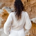 Organic Cotton Wrap Top/ Beige Boho Wrap Top/ Long Sleeve Wrap Top ...